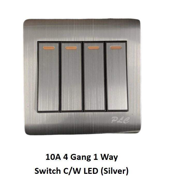 PLC S07 Series 4 Gang 1 Way Switch (Silver) Wall Switches / Light ...