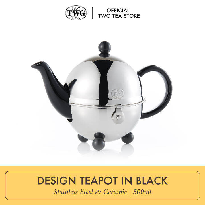 TWG Tea | Design Teapot in Black Ceramic Teapot with Felt Lined ...
