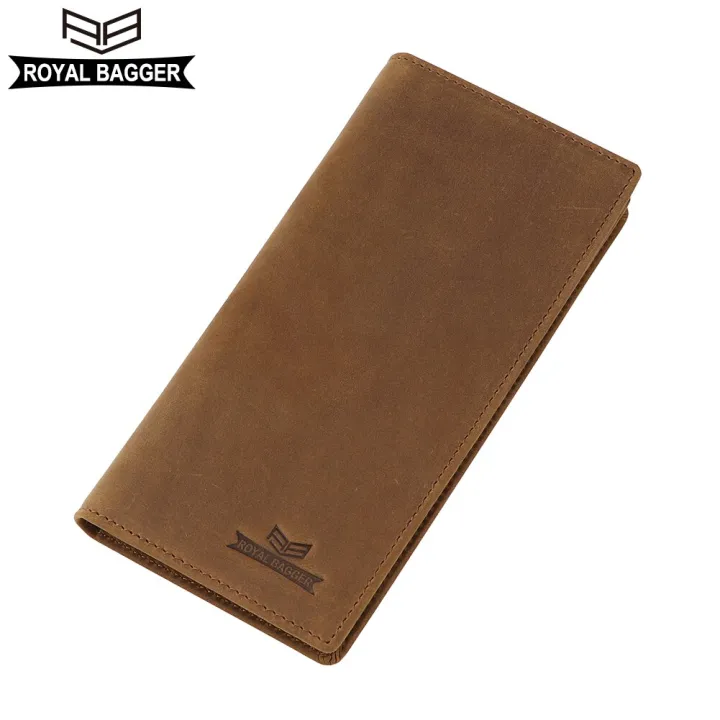 Royal Bagger Long Wallet for Men Crazy Horse Leather Male Clutch Purse ...