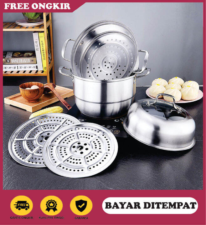 Panci Steamer Stainless 3 susun Panci Kukus Steamer 3 Susun ZG-1 ...