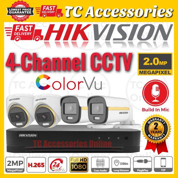 HIKVISION ColorVu Audio 🌟4-CHANNEL🌟 2.0MP CCTV Full HD 2MP HIK 1080P ...