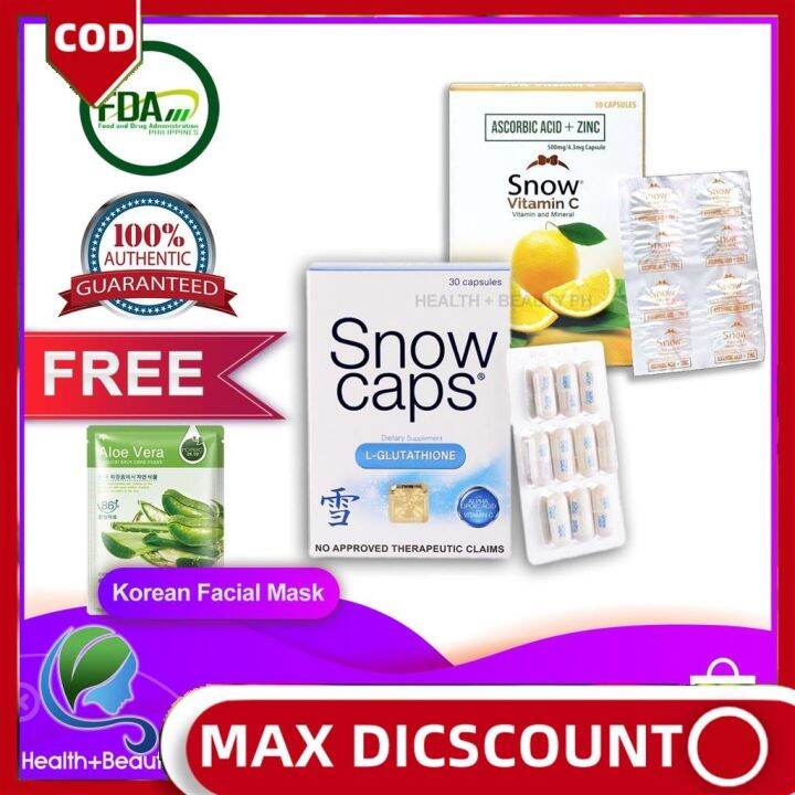 Snow Caps Plus Vitamin C Whitening Bundle 30 Capsules | Lazada PH