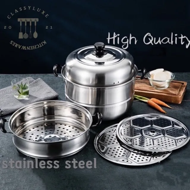 3 Layer Stainless Steel Steamer pot THICK quality COD 3 sizes | Lazada PH