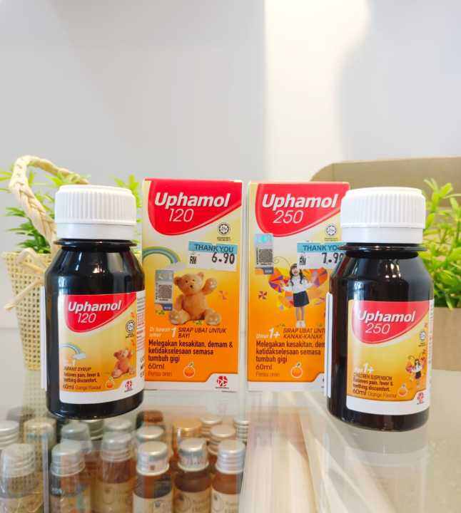 1）UPHAMOL 120MG ORANGE SUSP 60ML 2) UPHAMOL 250MG ORANGE SUSP 60ML | Lazada