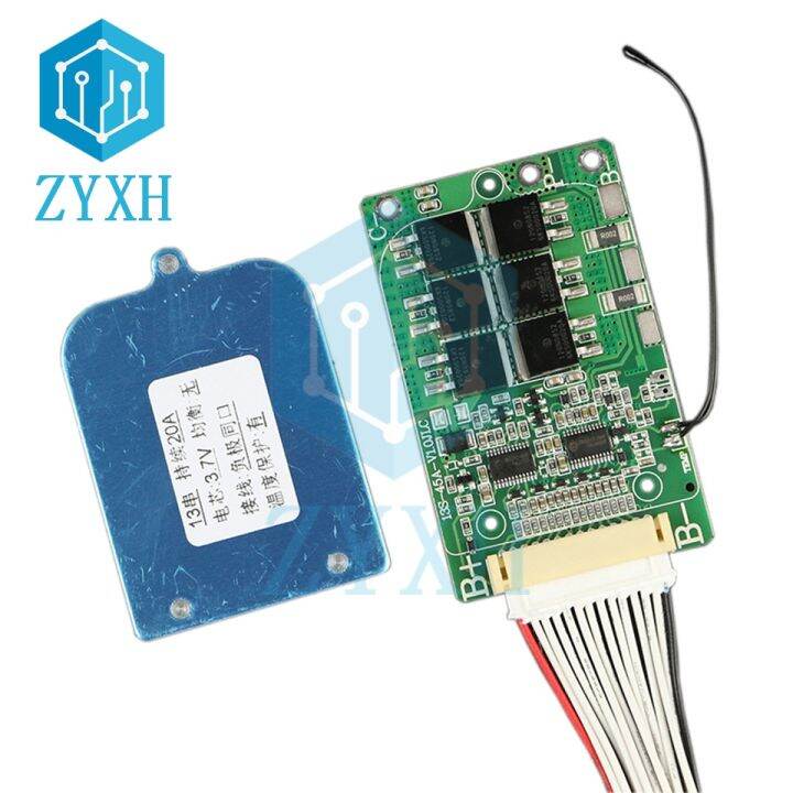 BMS 13S 48V 20A/30A 18650 Lithium Battery Charge Board Common Port Short Circuit/Overtemperature ...