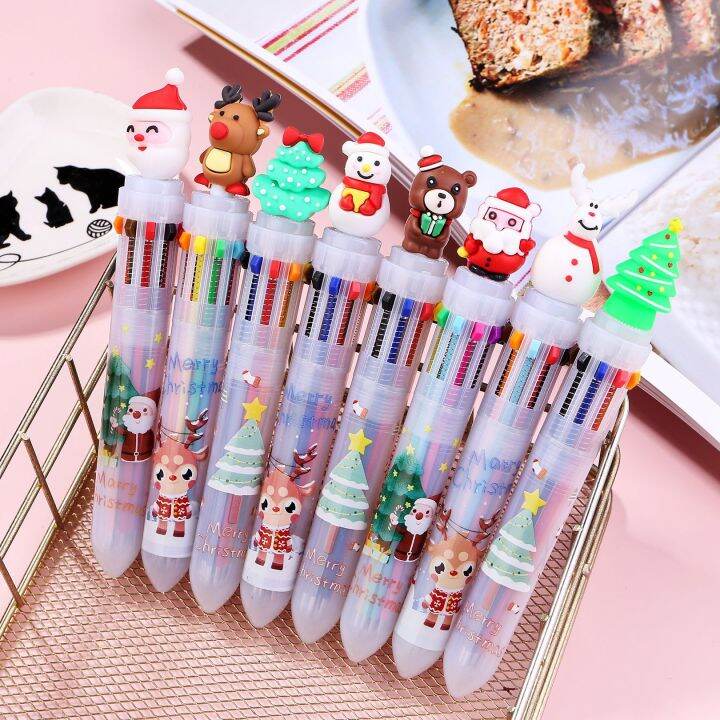 (10 Color) Christmas Creative Ballpoint Pen 0.5mm Multi Colored Pen ...