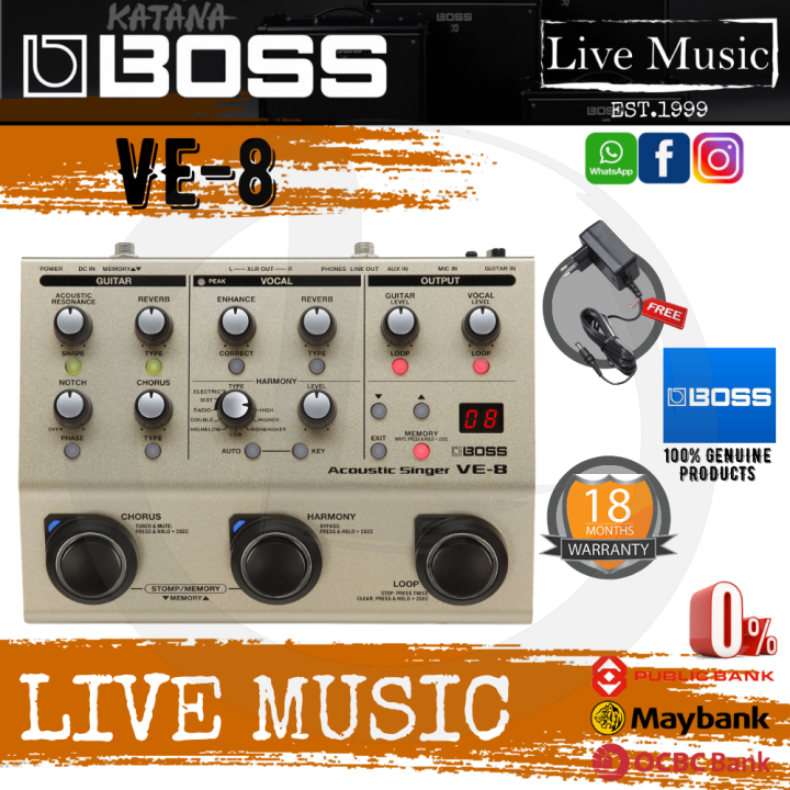 Boss VE-8 Acoustic Singer Guitar/Vocal Processor Stompbox (VE8) | Lazada