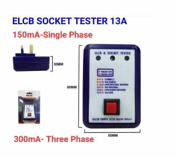 13AMP ELCB & Socket Tester (150mA / 300mA) | Lazada