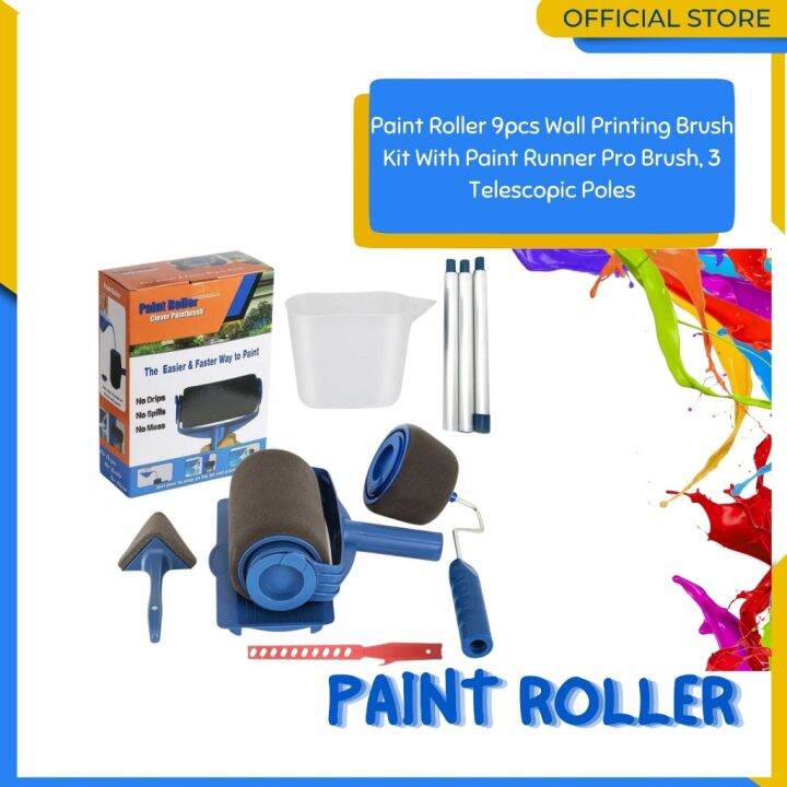 hot Original Paint Roller 9pcs Wall Printing Brush Kit With Paint ...