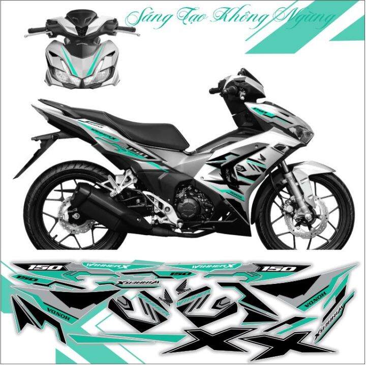 Tem winner x v3 xanh bạc-tem dán xe bạc nhám tem rời đủ màu | Lazada.vn