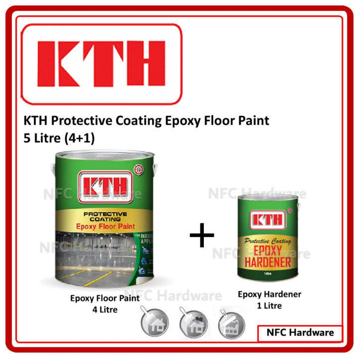 KTH Protective Coating Epoxy Floor Paint 5 Litre (4+1) Cat Epoksi ...