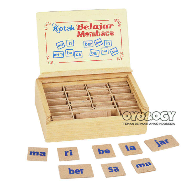 Mainan Kayu Anak Edukatif Alat Peraga Belajar Baca Kotak Huruf Membaca ...