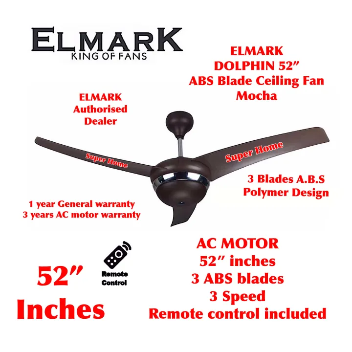 Elmark Ceiling Fan Elmark Dolphin (Mocha) 52 inches Remote Control AC ...