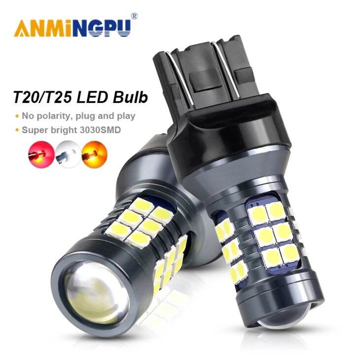 ANMINGPU 2x รถเลี้ยวไฟ Led T20 Led 7443 W21/5W W21W Led 7440 3030SMD ไฟจอดรถ Led ย้อนกลับ12V ...