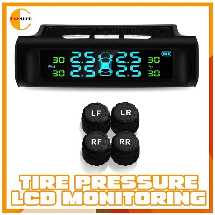 COD TPMS Car Tire Pressure Alarm Monitor System Internal Display Temperature Warning Solar ...