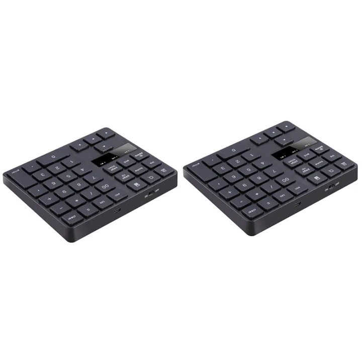 2X 2.4G Wireless Numeric Keypad, Rechargeable Number Pad Keyboard with 35 Keys for PC/Laptop ...