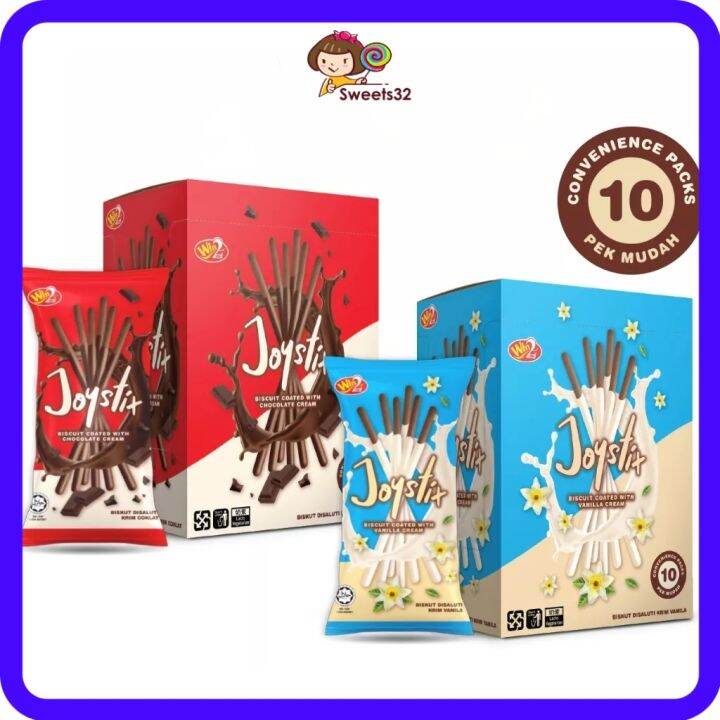 Win2 Joystix Biscuit Coated with Chocolate/Vanilla Cream (30g X 10packs) | Lazada