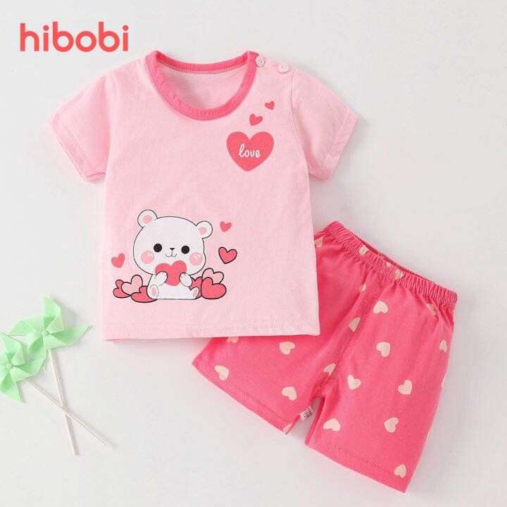 Hibobi เด็กวัยหัดเดินสาวเสื้อผ้าผ้าฝ้ายการ์ตูนบล็อกสีด้านบนและกางเกงขา ...