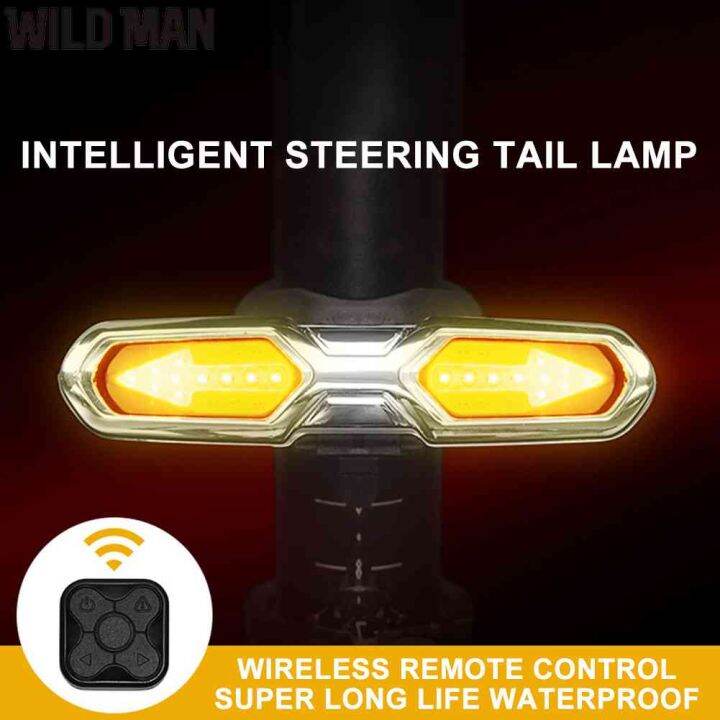 LED Smart Bike Tail Light Wireless Remote Control Turn Signals Cycling ...