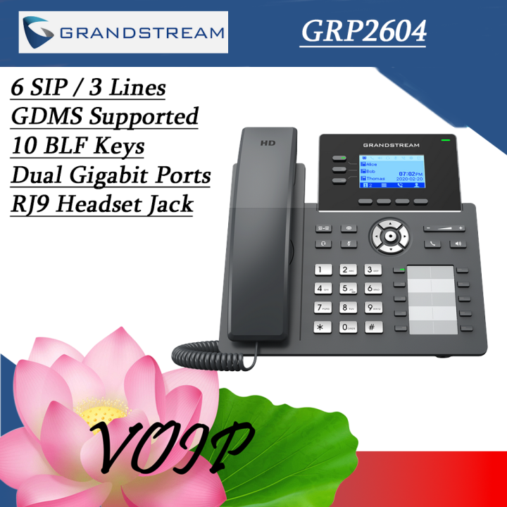Grandstream GRP2604 - 3 Lines, 6 SIP Accounts, 2.98 in scrn, with PSU ...