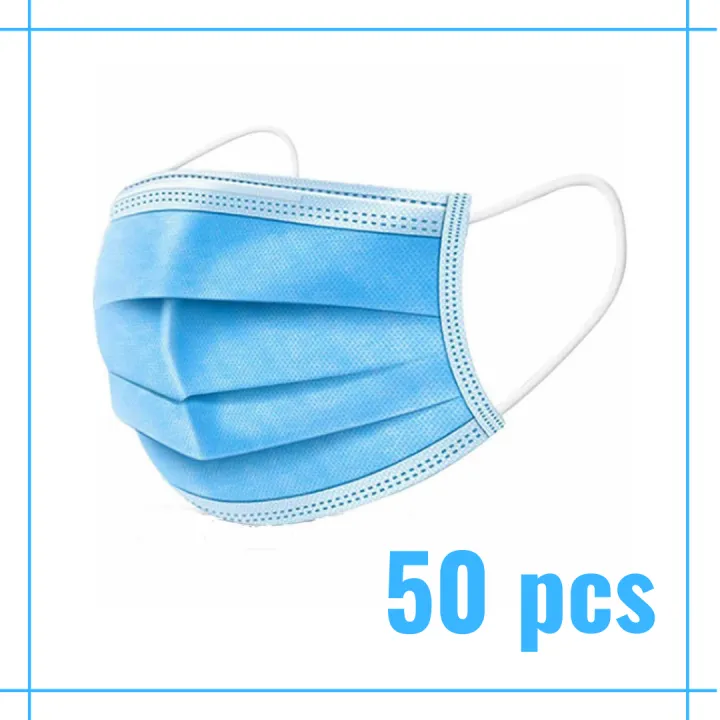 Blue Surgical Face Mask - Disposable with 3 ply filtration 50 Pcs ...