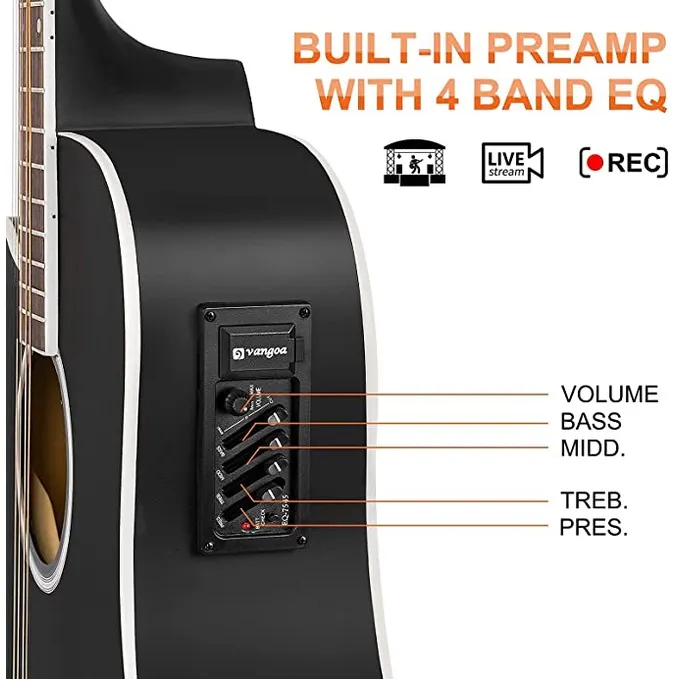 ER KAWES High Quality 41 inch Acoustic Electric Guitar With 4EQ PICKUP ...