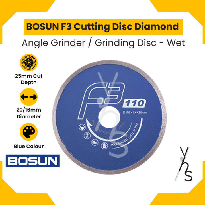 BOSUN F3 Cutting Disc Diamond Angle Grinder / Grinding Disc - Wet | Lazada