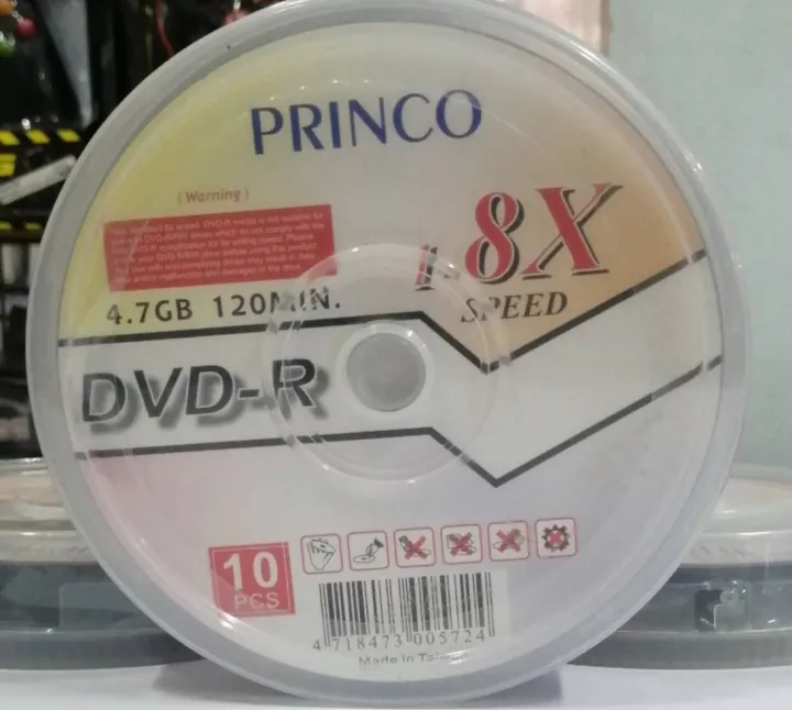 PRINCO DVD-R แผ่นดีวีดี 4.7GB 120Min Pack 10 แผ่น (แผ่นดีวีดีสกรีนไม่ได้) | Lazada.co.th