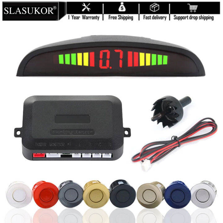 Parktronic Kit 12V 8 Colors Universal Car LED Parking Sensor with 4 ...