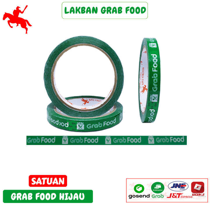 Lakban Grab food Isolasi Printing 12mm x 60yard Ksatria Tape Solasi ...