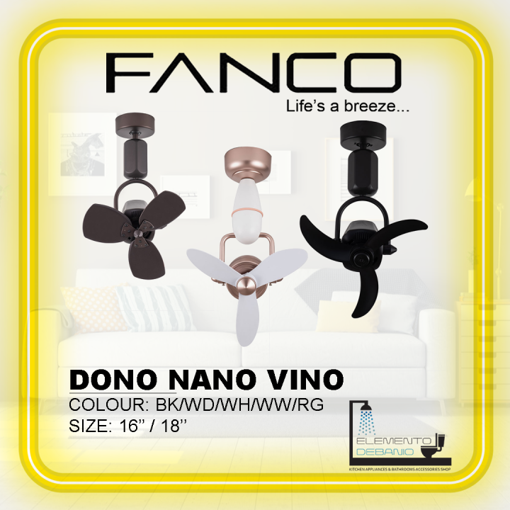 Fanco DC Corner Fan Dono Nano Vino 16 inch / 18 inch Black White Wood ...