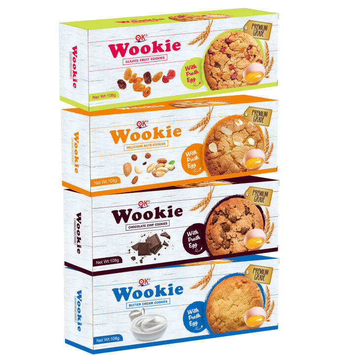 OK Wookie Premium Grade Cookies 108g (Nuts, Chocolate, Fruit) | Lazada PH