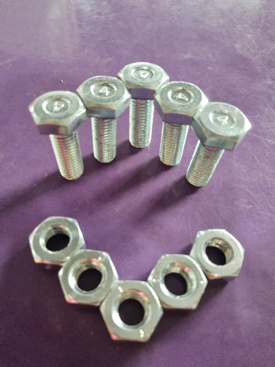 Baut+Mur besi putih 10x20/BN putih drat kasar /kunci 17/(per pcs ...