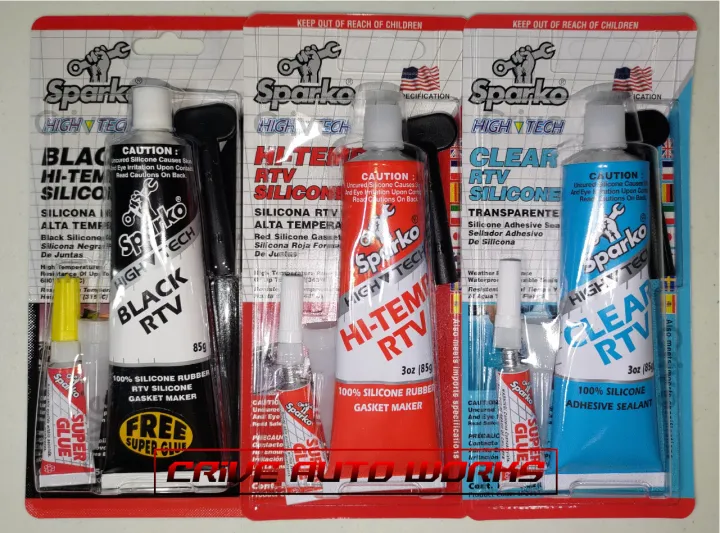 48pcs. Sparko Silicone Rubber Gasket Maker Hi-Temp RTV (85g / 3oz) Sealant Black / Red / Clear ...