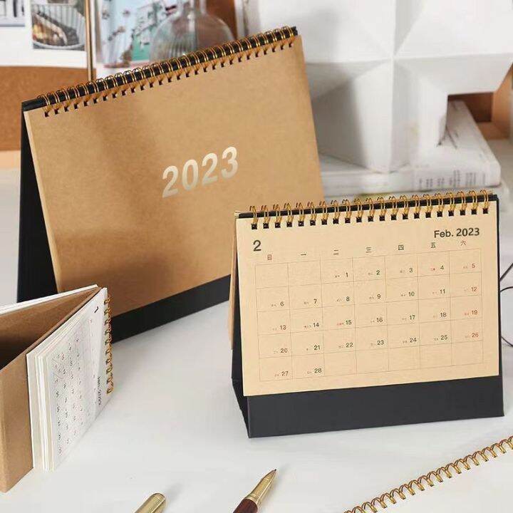 【Ready Stock】 2023 Ins Solid Color Vertical Kraft Paper Calendar Simple ...