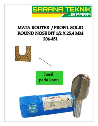Router Bit Mata Router Mata Profil Round Nose bit 25,4 mm Solid 204-451 ...