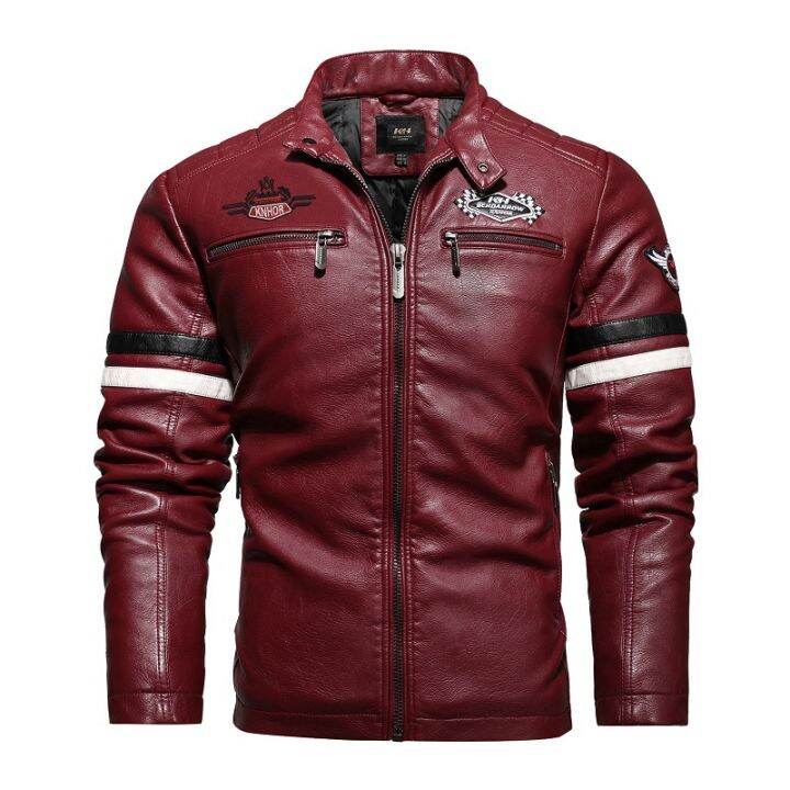 European Code Men's Leather Jacket Slim Men's Motorcycle PU Leather ...