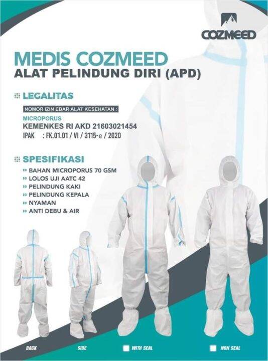 Baju APD Antivirus Coverall Medis Cozmeed Coveral Pakaian Hazmat ...