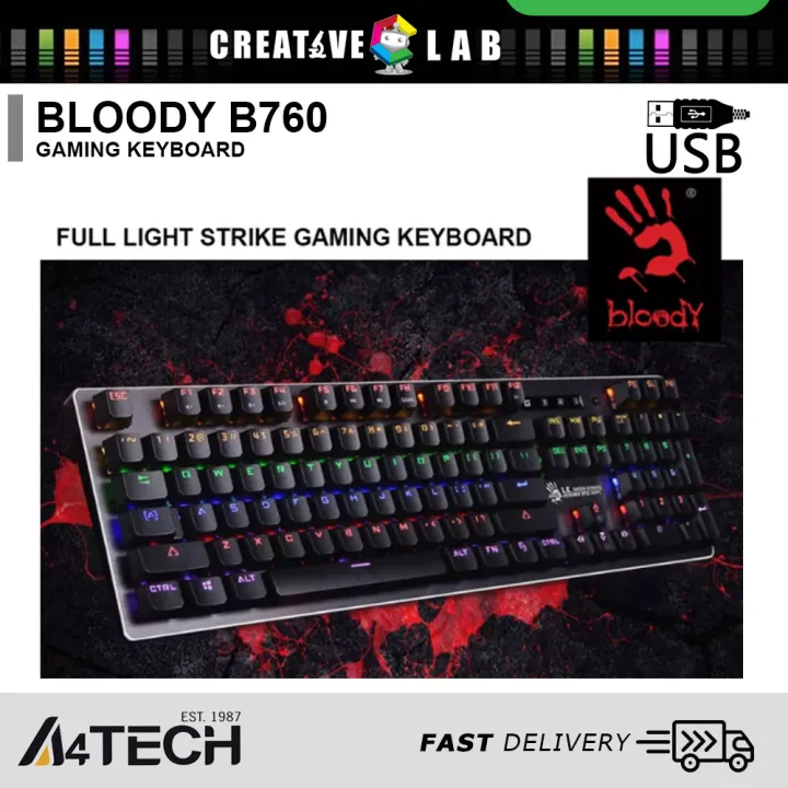 A4TECH Bloody KB RGB Mechanical Full Light Strike B760 GAMING KEYBOARD ...