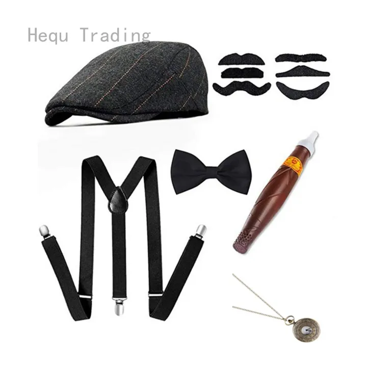 Hequ ชุดเครื่องแต่งกาย Gatsby สำหรับผู้ชาย,ชุดอุปกรณ์เครื่องแต่งกาย ...