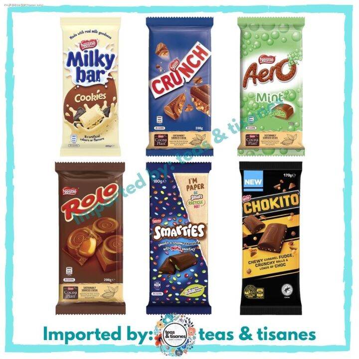 NESTLE AUSTRALIA Milk Chocolate Block CRUNCH SMARTIES AERO ROLO MILKY ...