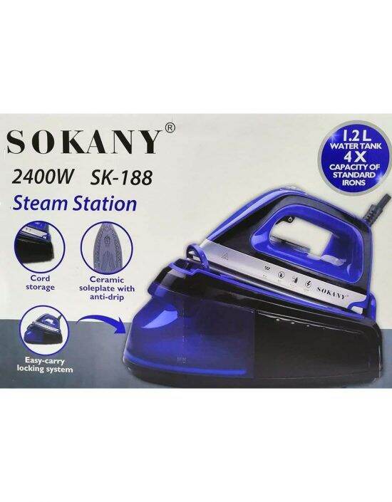 SOKANY SK188 2400 Watt Steam Iron Sterika Stim with 1.2L Water Tank ...
