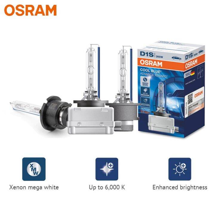 OSRAM D1S D2S D3S D4S CBA Xenon HID Cool Blue Advance 12V 6000K Mega รถ Xenon รถสีขาวไฟหน้า ...