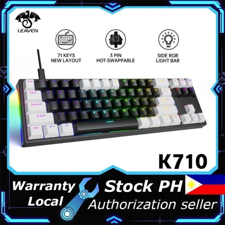 Mechanical Keyboard Hotswappable K710 Wired Gaming Gamer Colorful LED ...