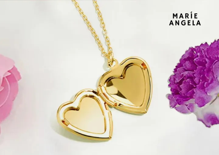 Marie Angela Heart Locket Pendant Necklace - Silver | Lazada PH