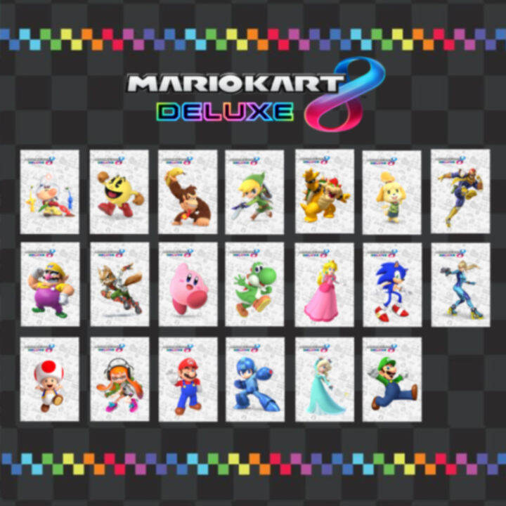 20PCS Mario Kart 8 Mini Amiibo Card Carriage 8 Linkage Card Mario Kart ...