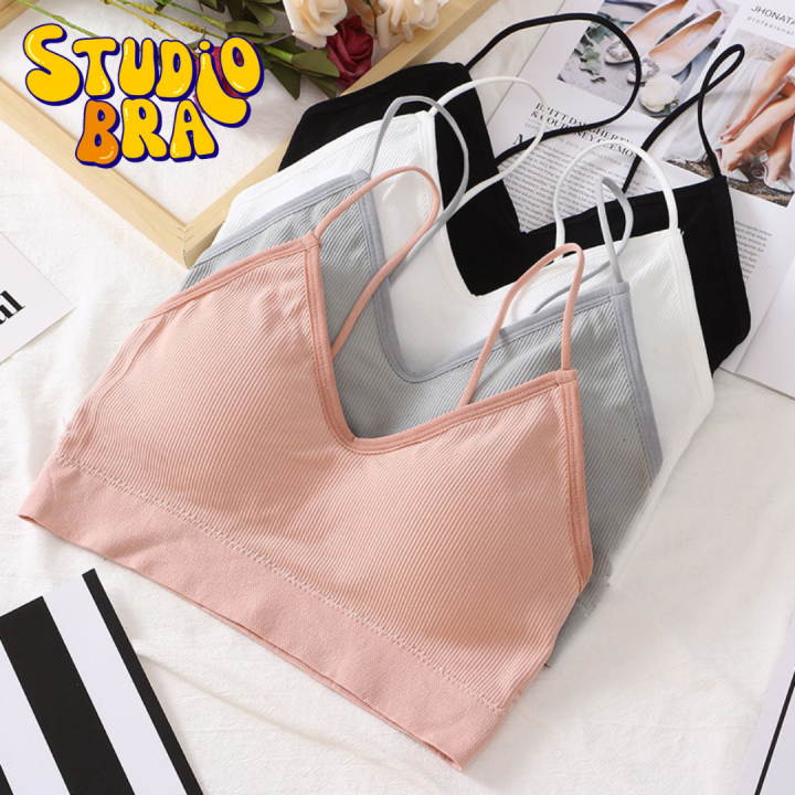 𝙎𝙩𝙪𝙙𝙞𝙤 𝘽𝙧𝙖 -บราสายเดี่ยว ผ้าร่อง หลังเว้า (รหัส: 064) | Lazada.co.th