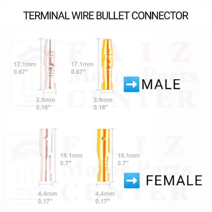 MALE FEMALE TERMINAL WIRE BULLET CRIMP CONNECTOR FOR AUTO/MOTORCYCLE ...