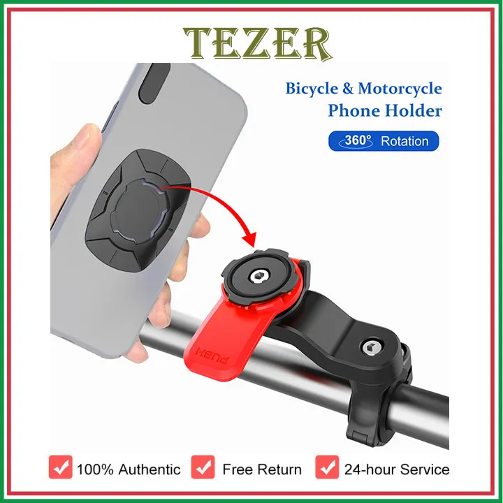 TEZER Push lock cellphone holder Bike Phone Holder Universal Screw Fix ...