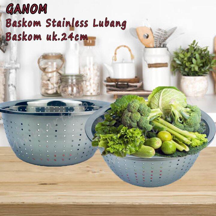Ganom / Baskom Stainless Lubang / 24cm / 26cm / 28cm | Lazada Indonesia